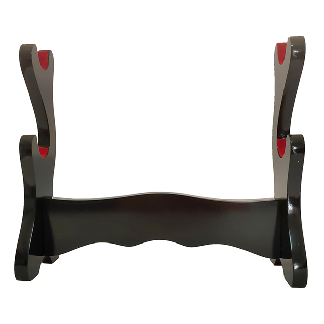 Two Tier Lacquered Wooden Sword Display Stand with Velvet Protect ...