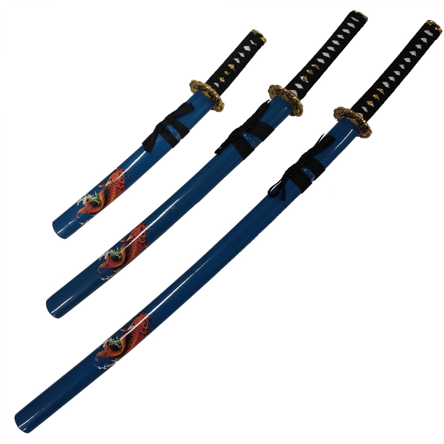 Blue Carp Leaps Dragon Gate Samurai Swords Set - Knives & Swords Specialist