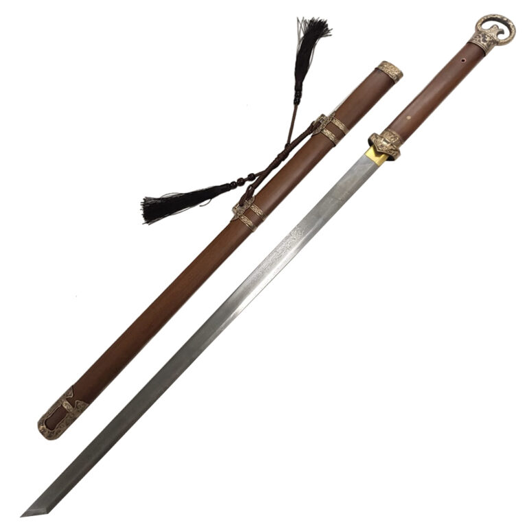 Dragon Phoenix Pattern Steel Tang Sword - Knives & Swords Specialist